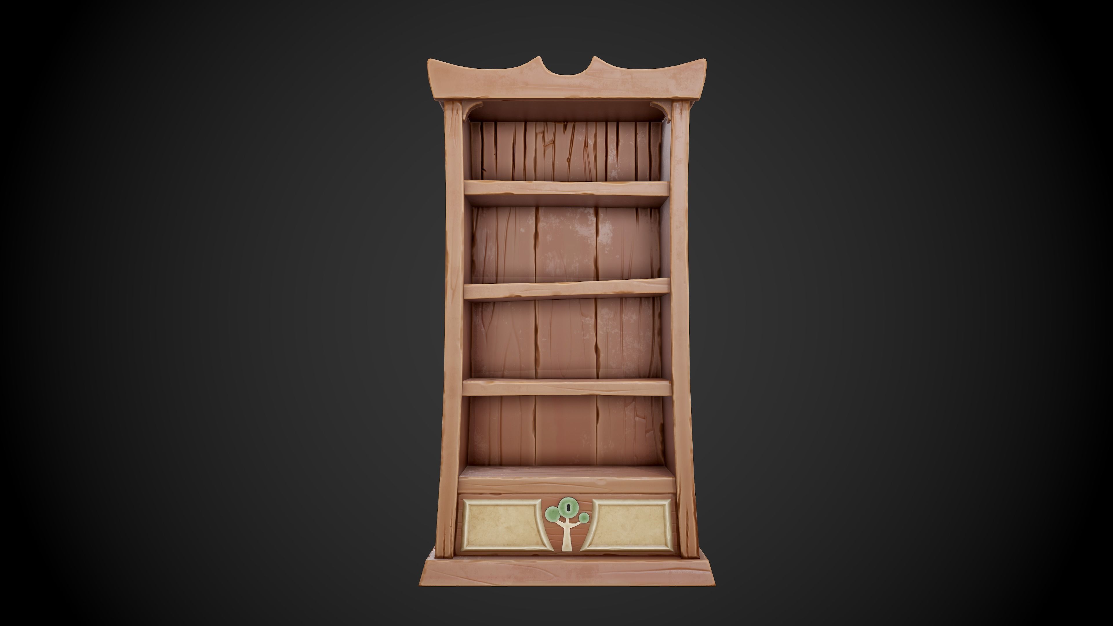 3D model Stylized Wooden Bookshelf VR / AR / low-poly | CGTrader