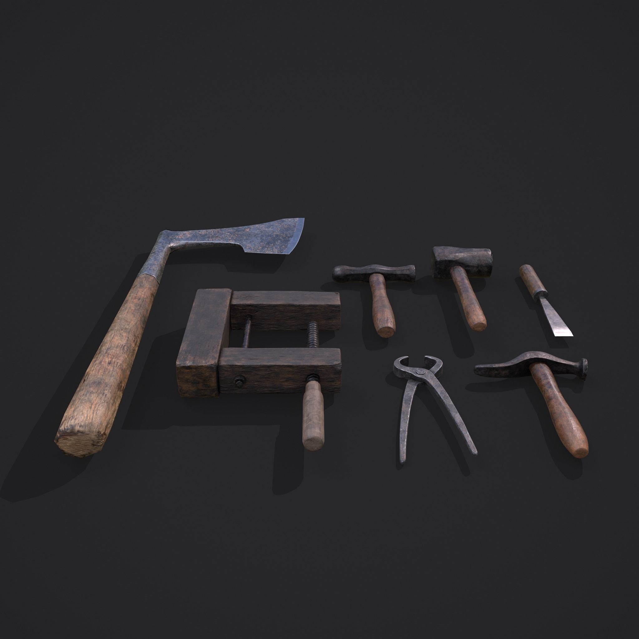 Medieval Carpentry Tools 3D Model Collection | CGTrader
