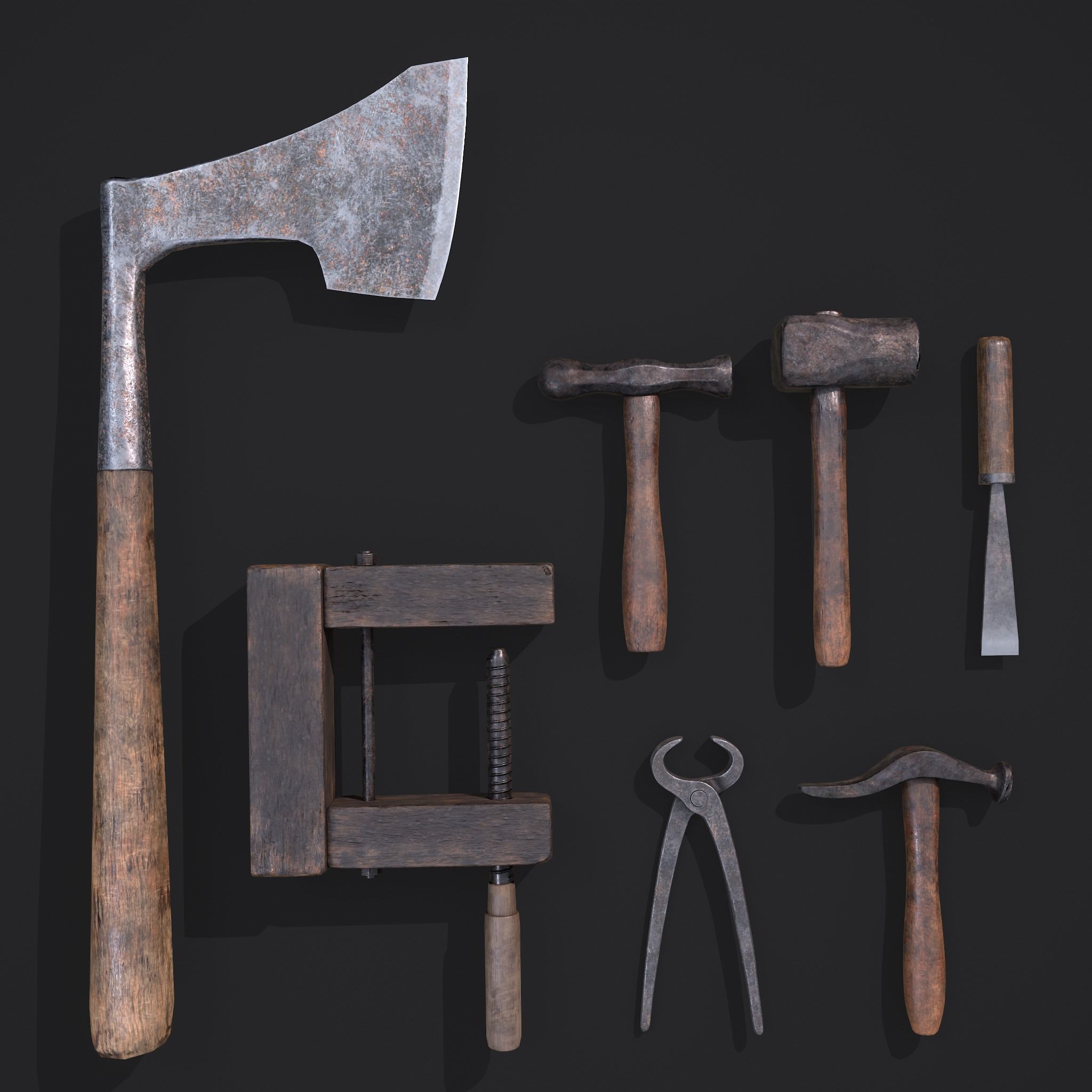Medieval Carpentry Tools 3D Model Collection | CGTrader