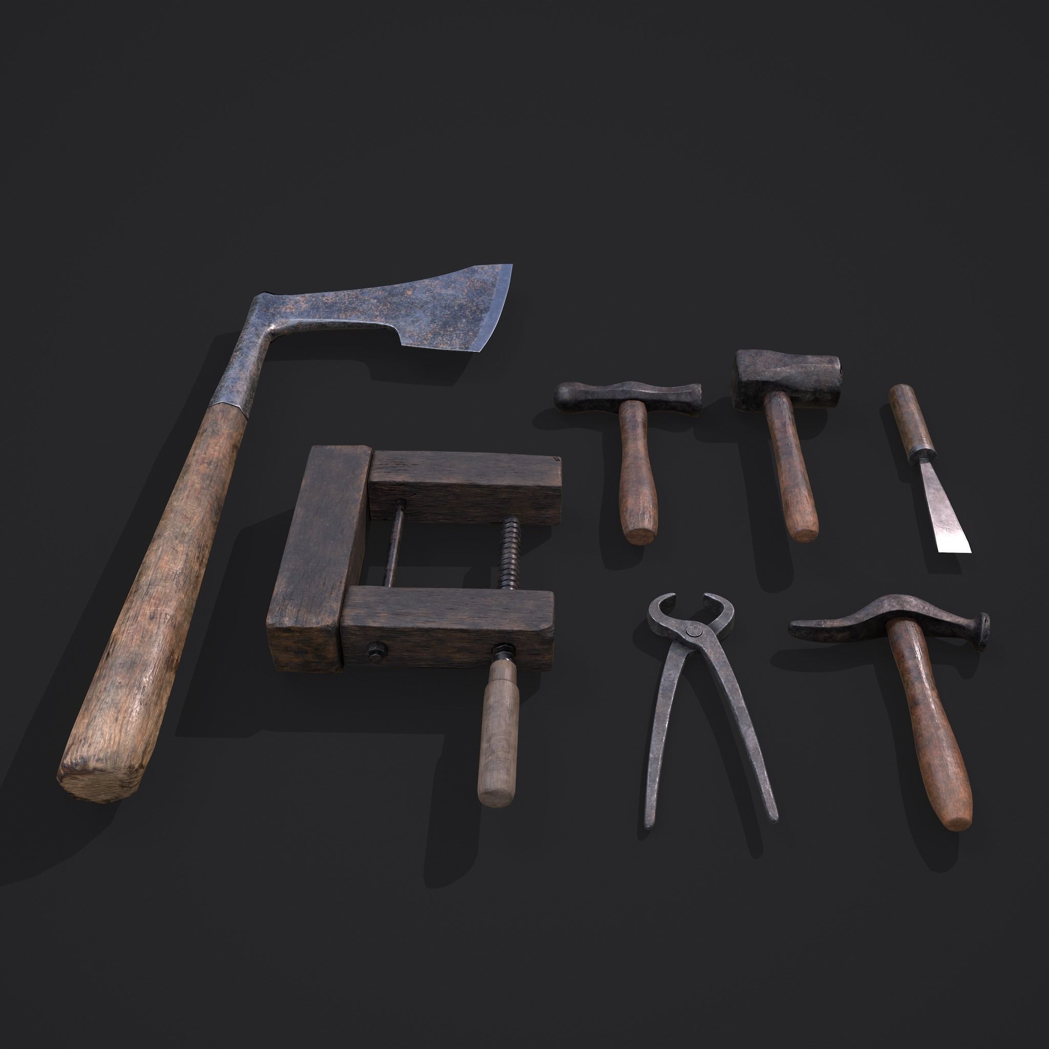 Medieval Carpentry Tools 3D Model Collection | CGTrader
