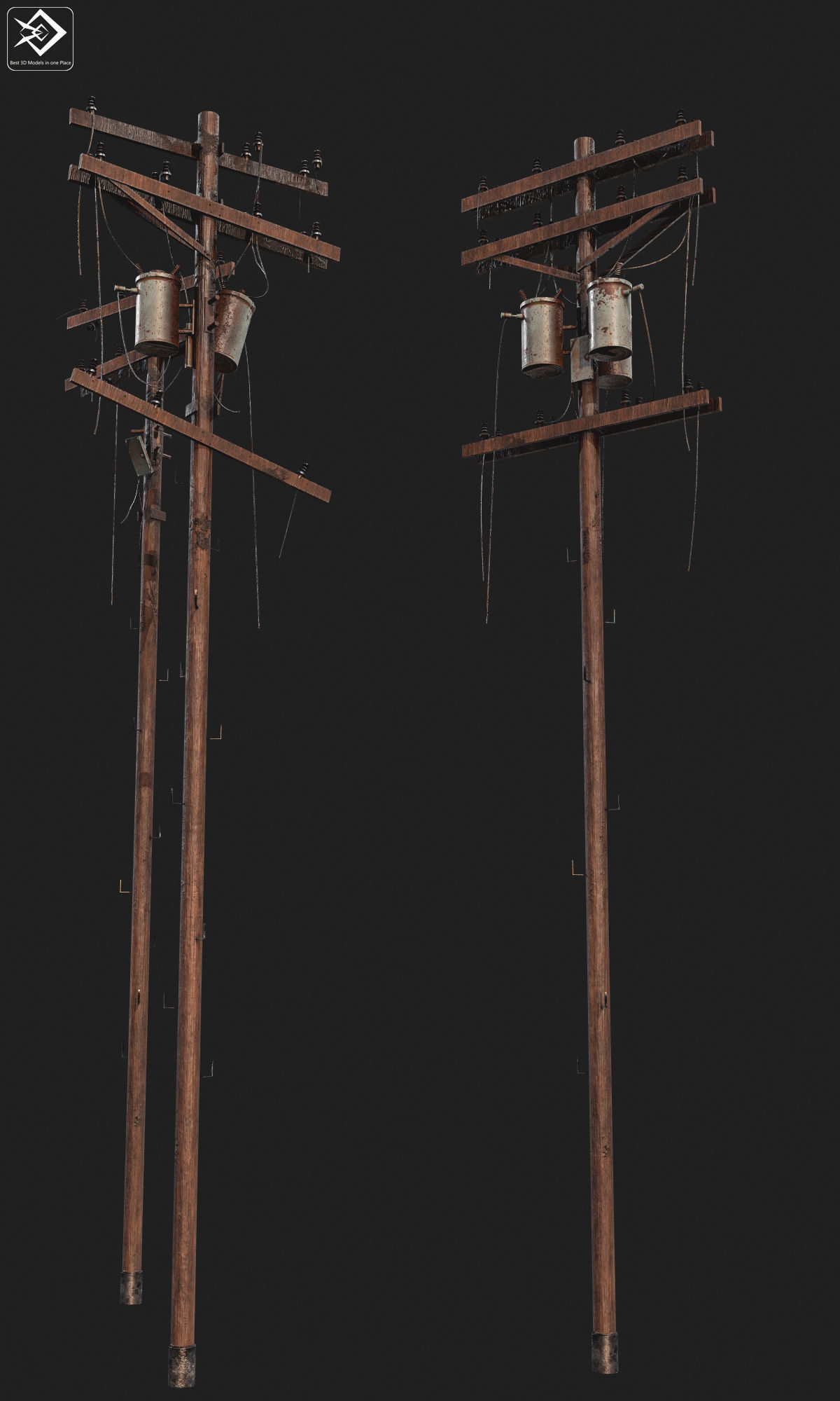 3D model Power pole pack VR / AR / low-poly | CGTrader