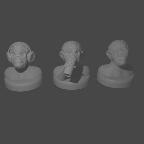the three monkeys 3D model 3D printable | CGTrader