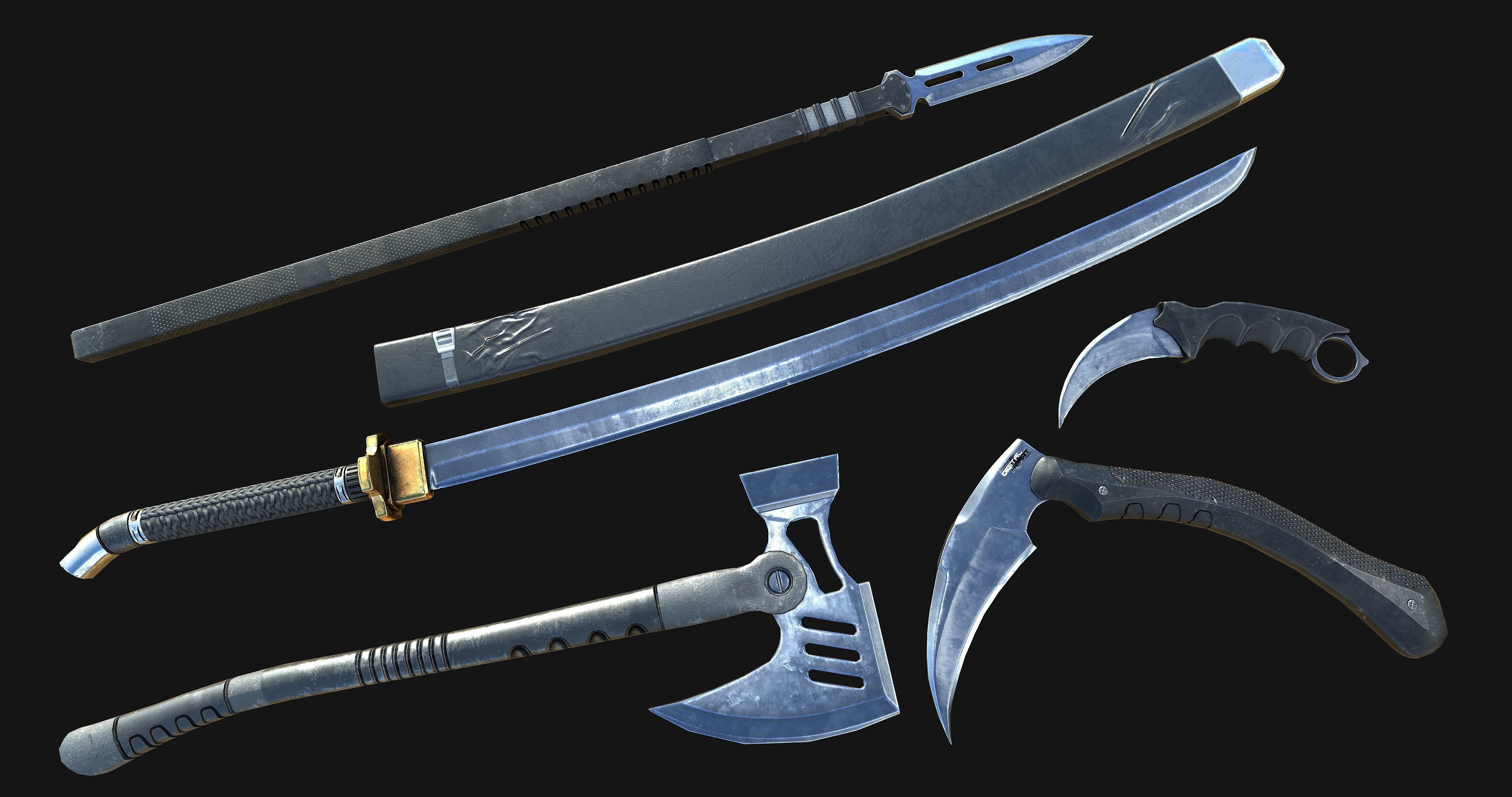 3D model Melee weapons VR / AR / low-poly | CGTrader