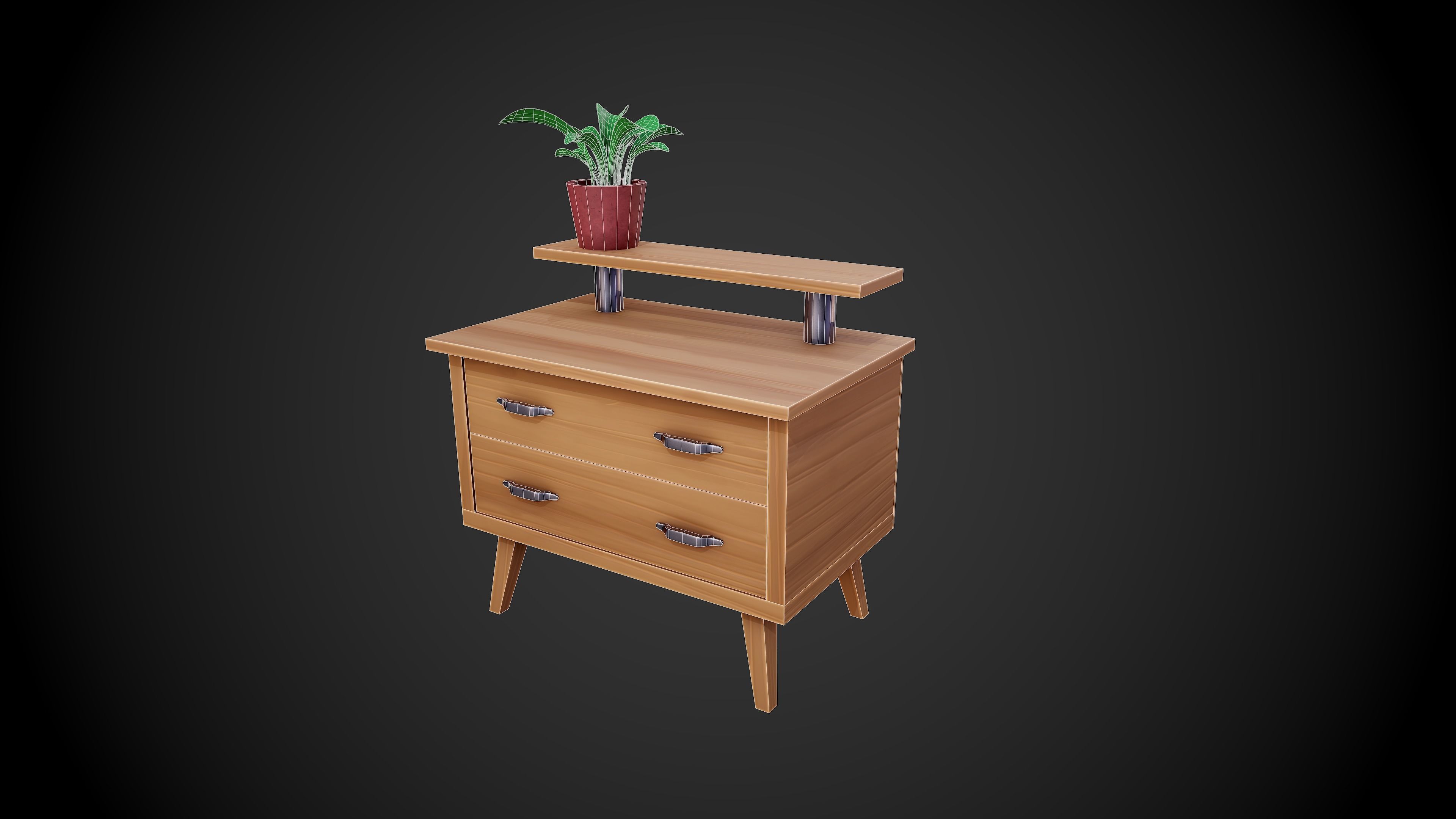 3D model Stylized Wooden Small Drawer VR / AR / low-poly | CGTrader