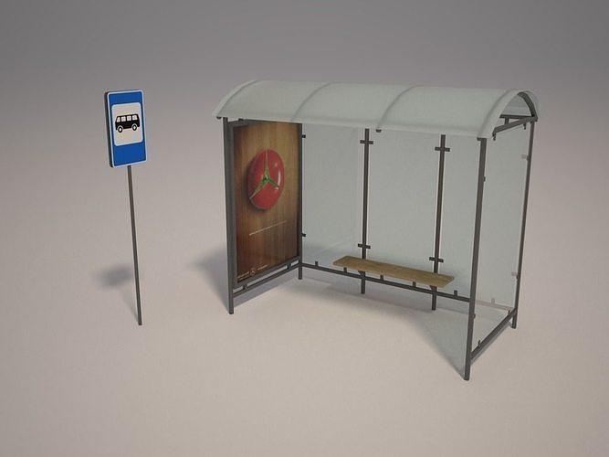 Bus Stop Shelter 3D Model free VR / AR / low-poly 3D model | CGTrader