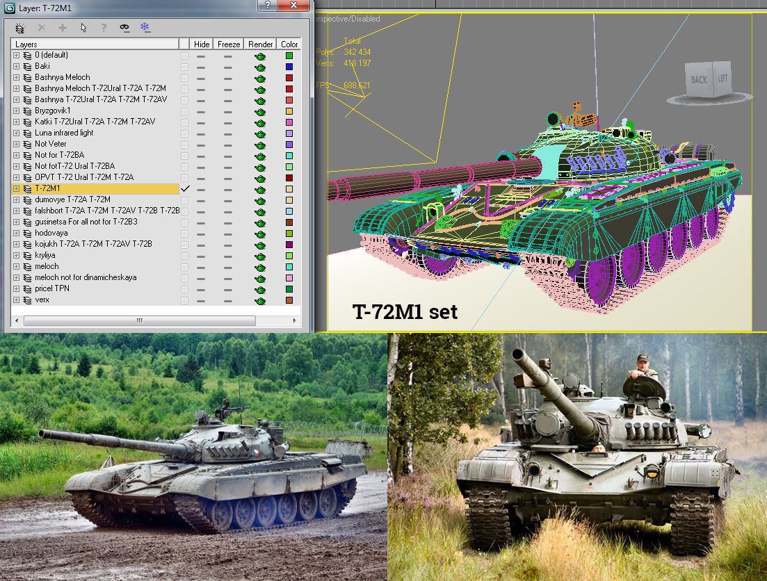 T-72M1 Russian main battle tank 2 tanks in 1 3D model | CGTrader
