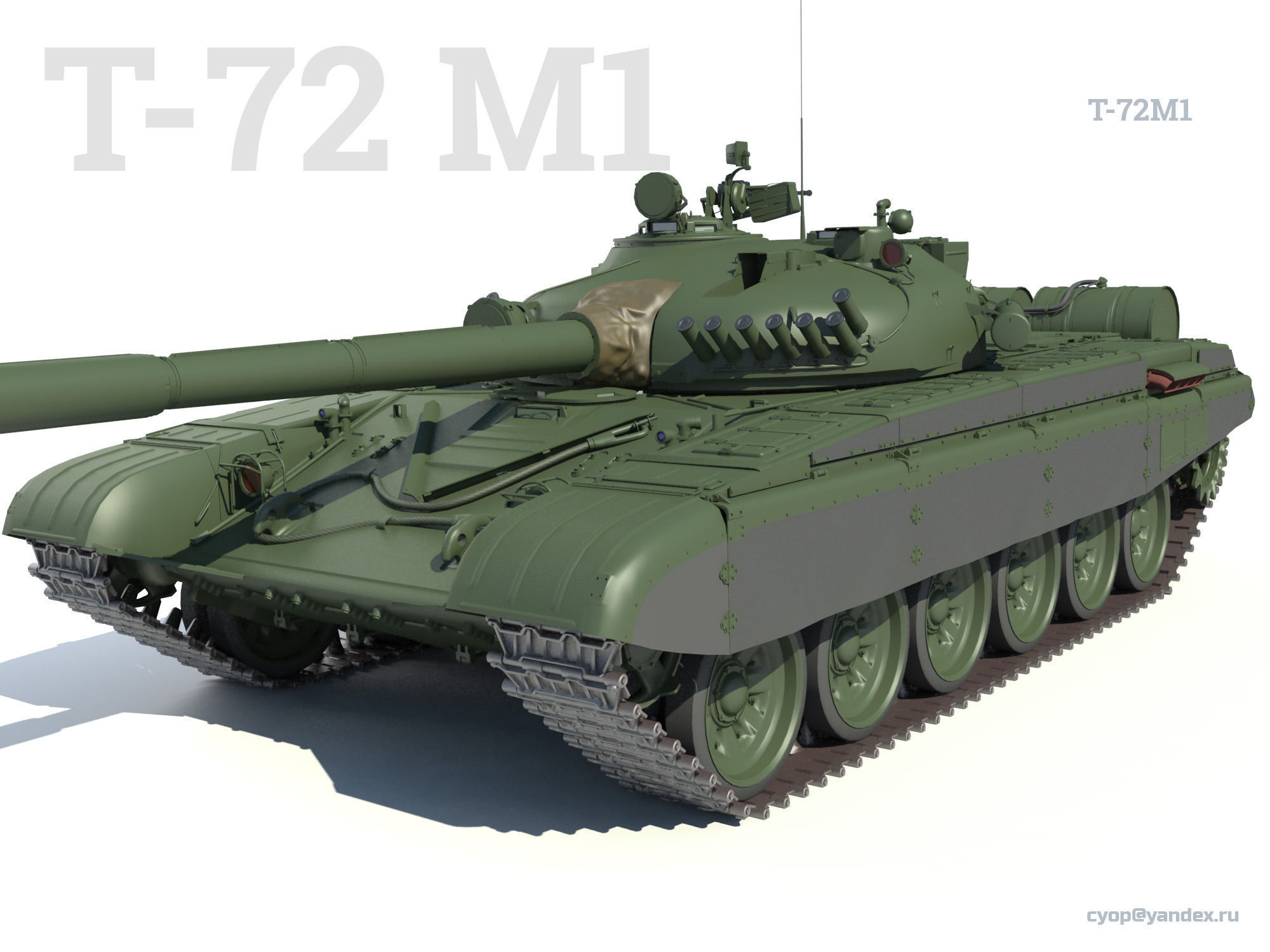T-72M1 Russian main battle tank 2 tanks in 1 3D model | CGTrader