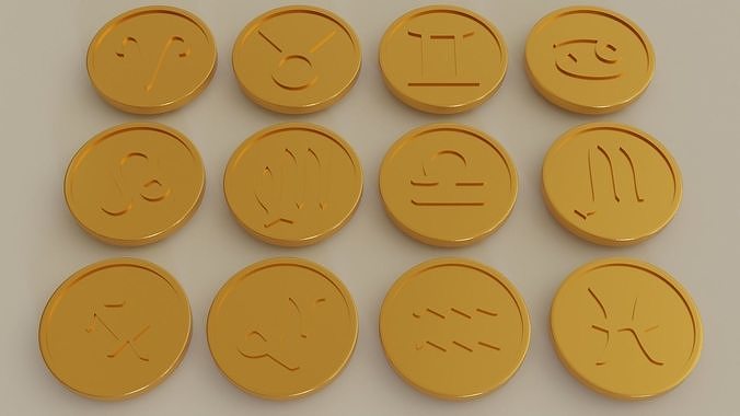 Zodiac signs coins 3D Model Collection | CGTrader