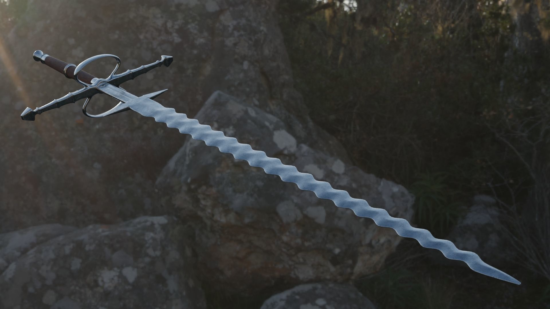Flamberge Sword 3D model | CGTrader