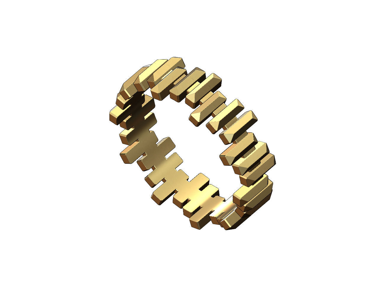 Faceted gold bar pattern band US size 6 7 8 3D model 3D printable ...