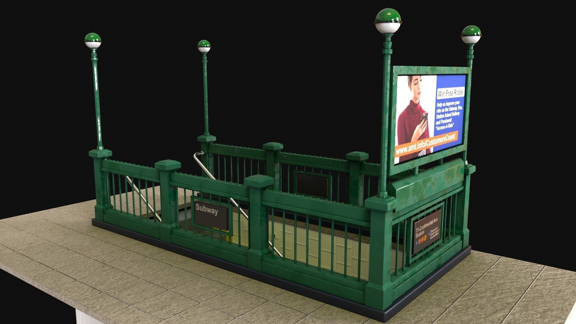 3D model Subway Entrance - Street Props PBR VR / AR / low-poly | CGTrader