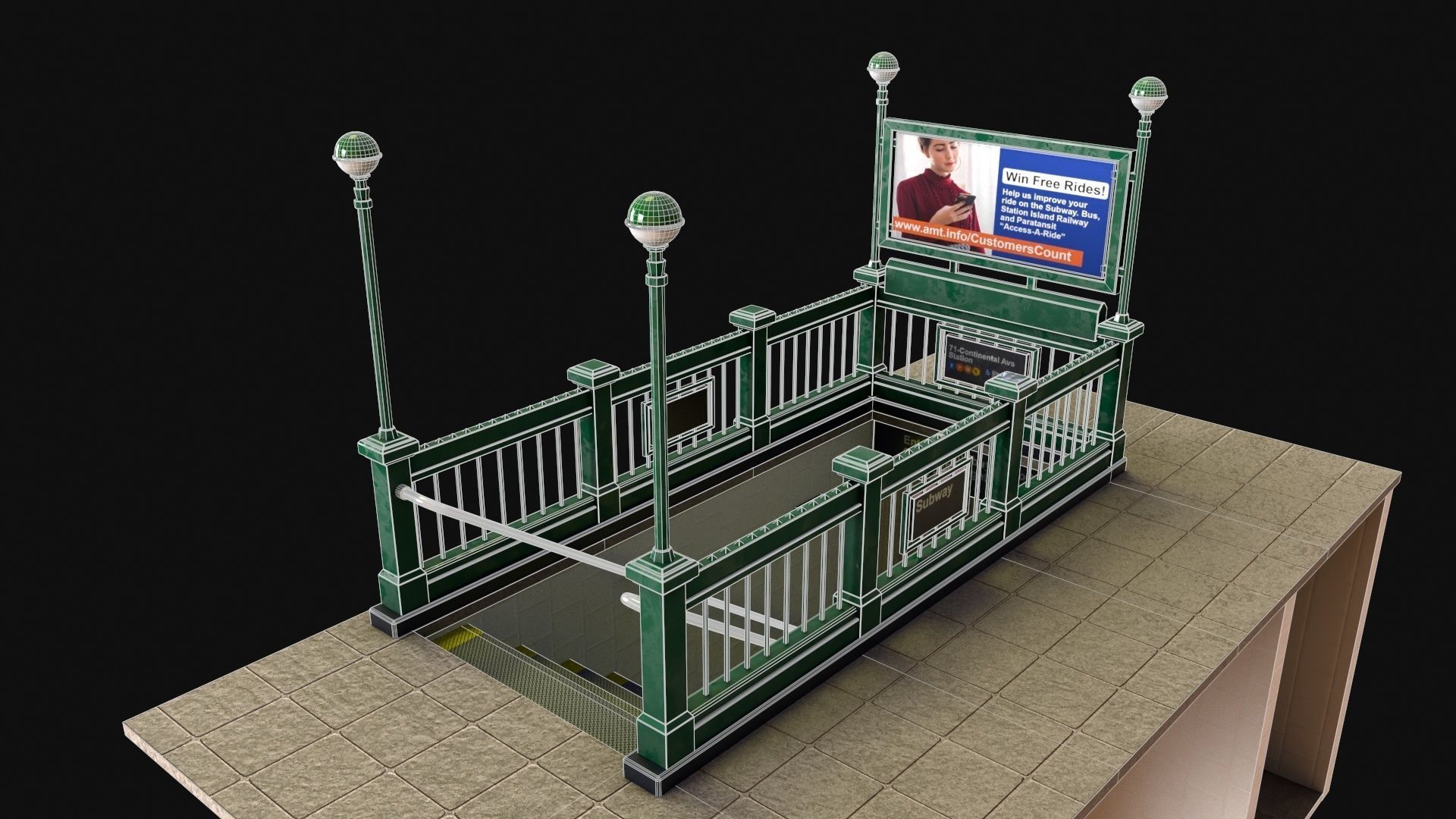 3D model Subway Entrance - Street Props PBR VR / AR / low-poly | CGTrader