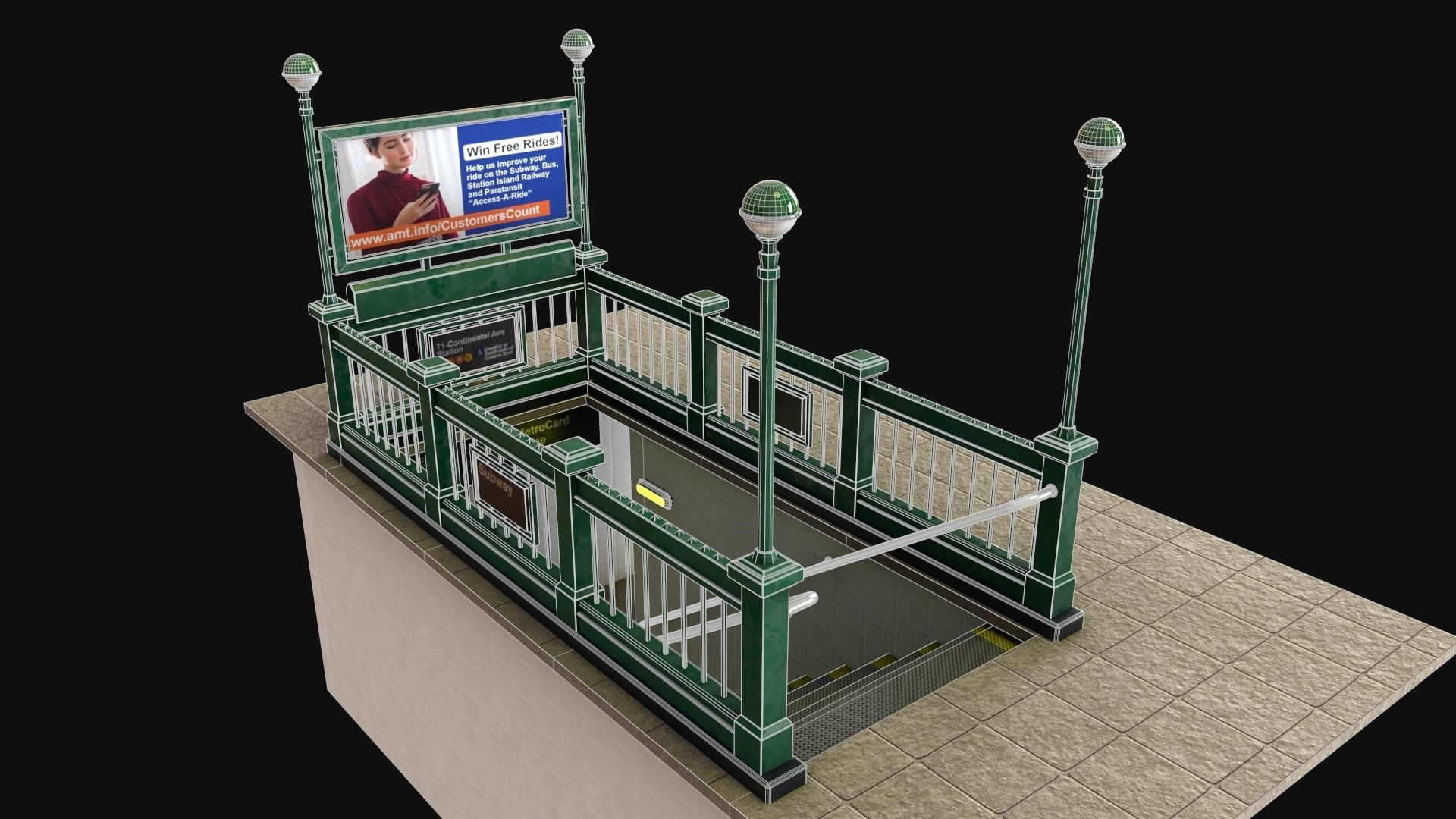 3D model Subway Entrance - Street Props PBR VR / AR / low-poly | CGTrader