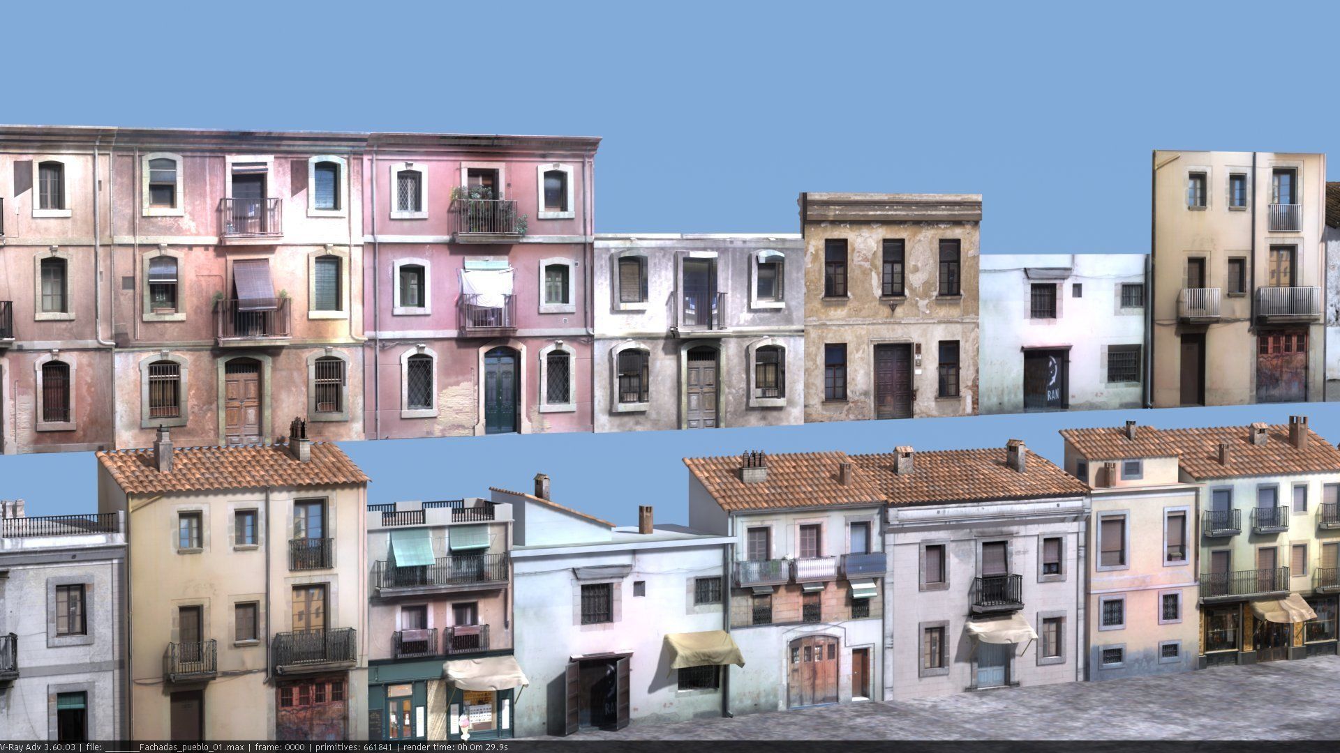 village buildings facade 3D model | CGTrader