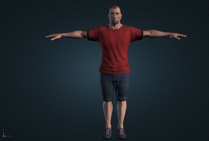 3D model man t-pose low poly character 34 VR / AR / low-poly | CGTrader