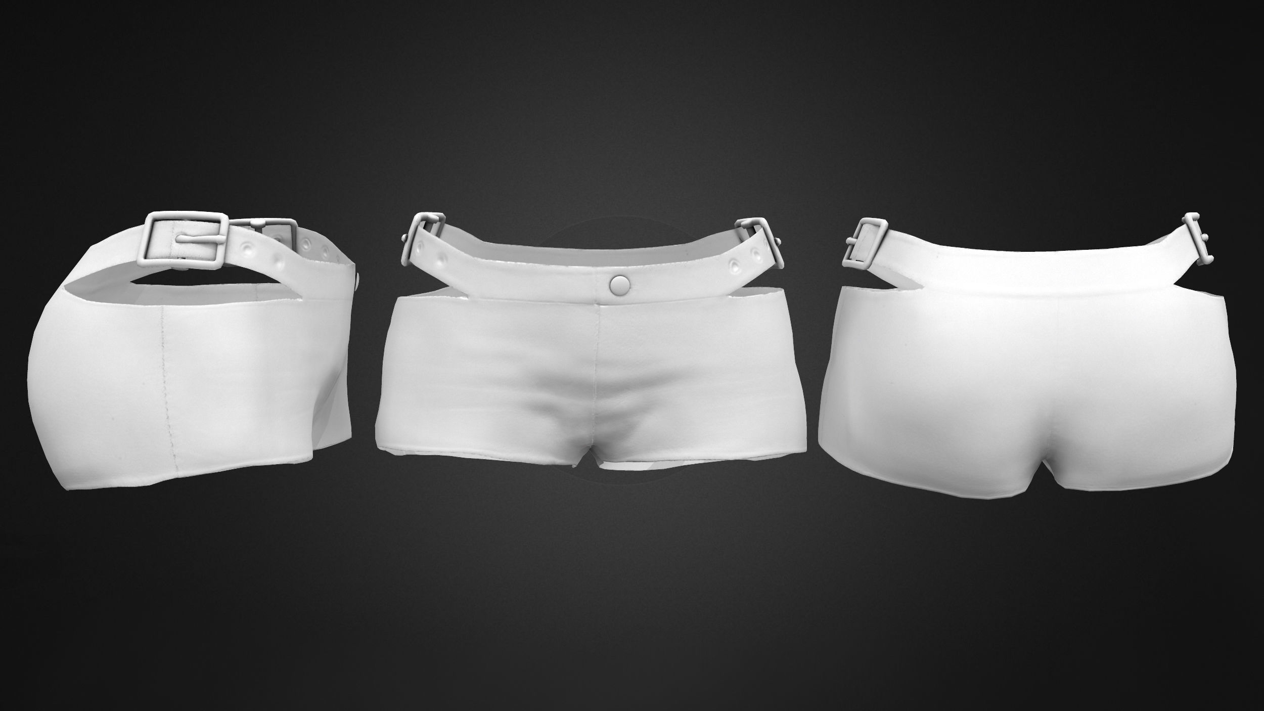 3D model Low Rise Shorts With Cut Out Buckles VR / AR / low-poly | CGTrader