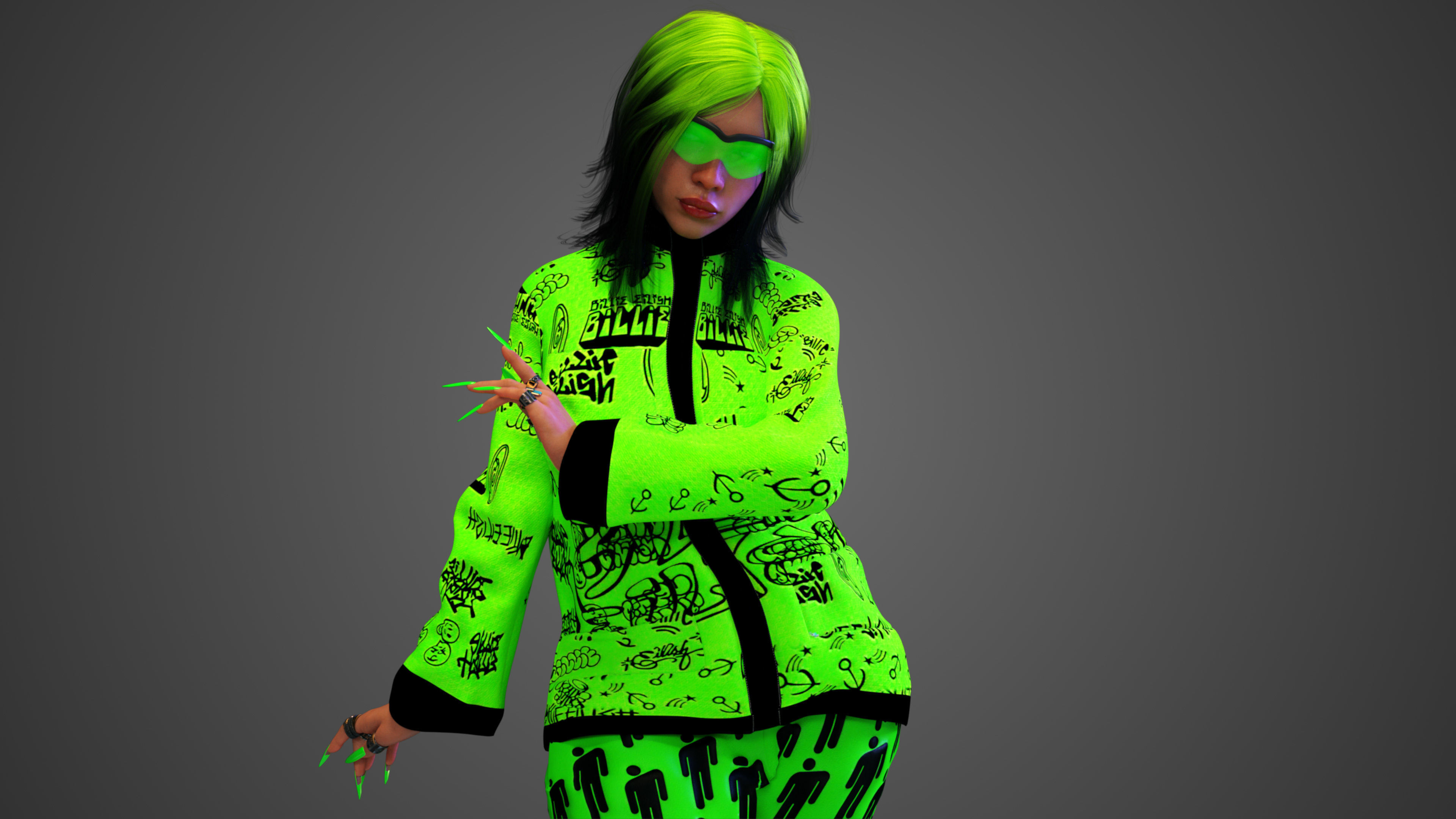 Billie Eilish 3D model rigged | CGTrader