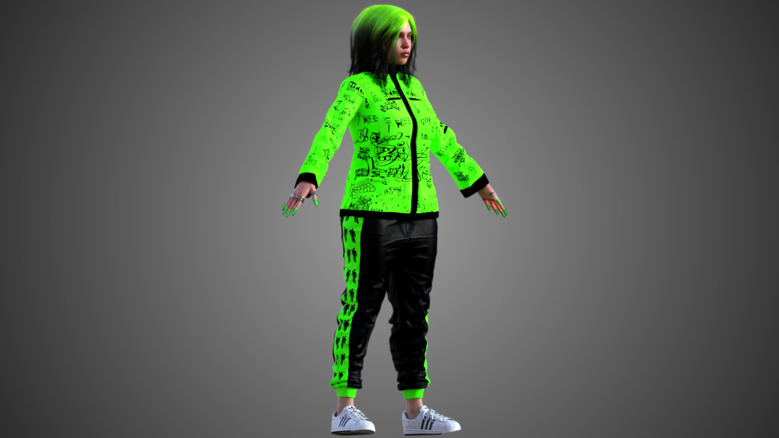 Billie Eilish 3D model rigged | CGTrader