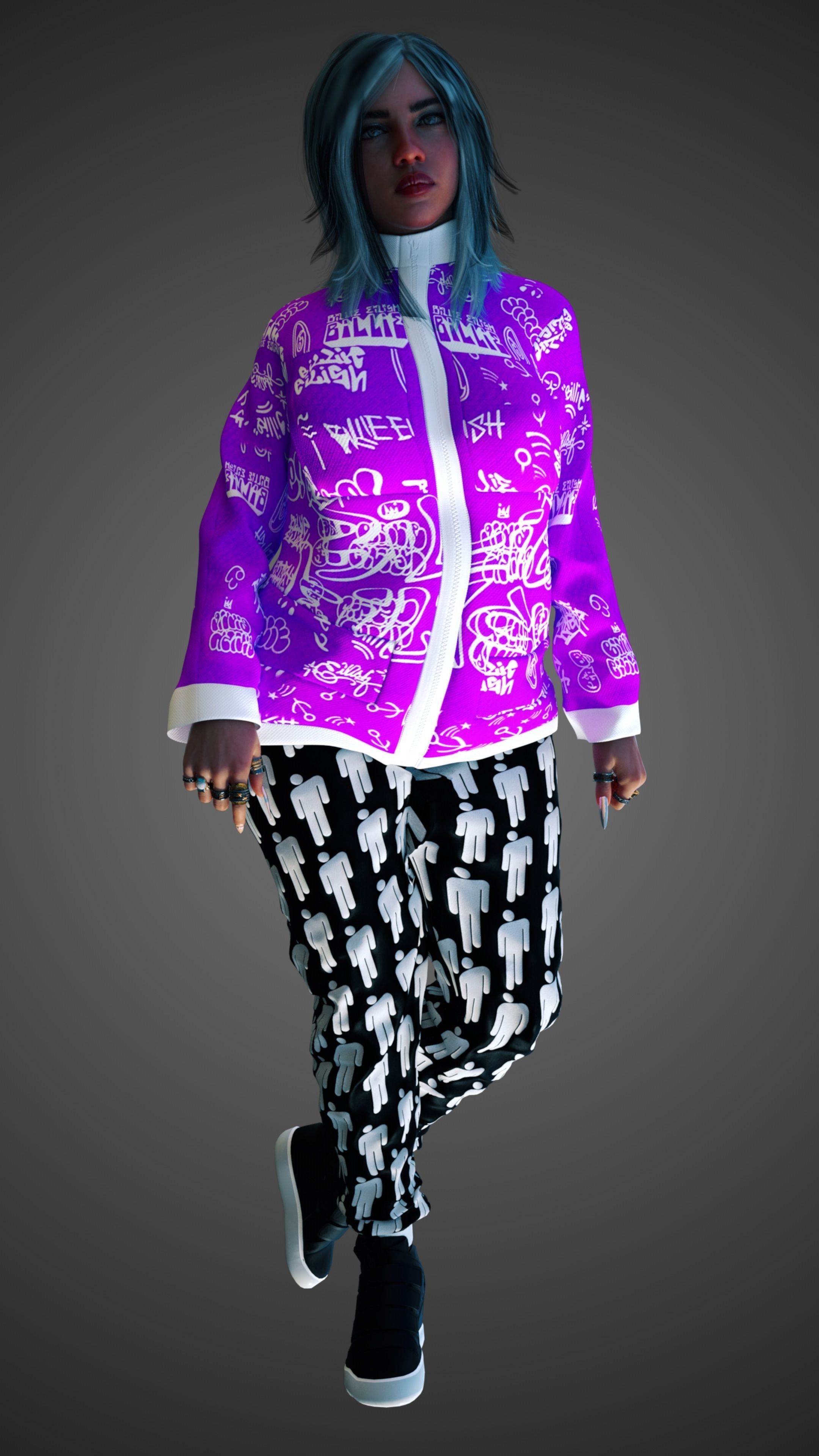 Billie Eilish 3D model rigged | CGTrader