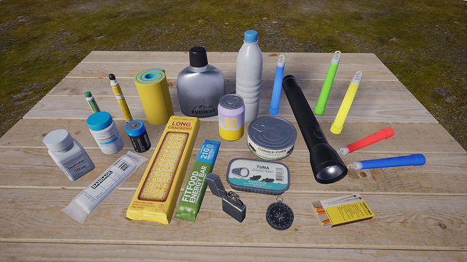 3D Model Collection Survival Kit PBR VR / AR / low-poly | CGTrader