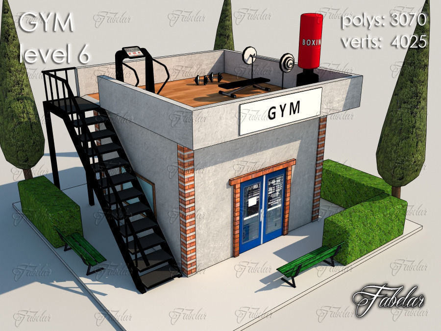 Gym Level 3D model VR / AR ready | CGTrader