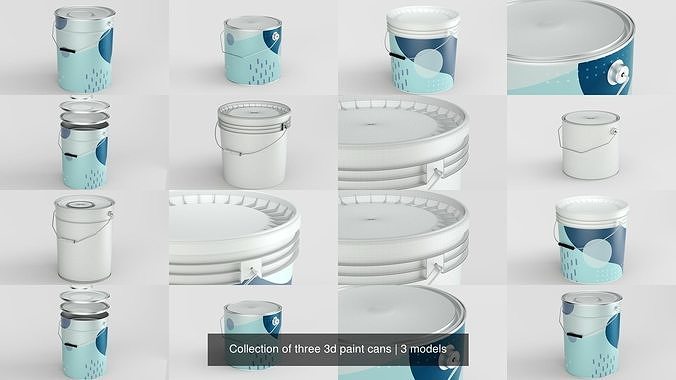 Collection of three 3d paint cans | CGTrader