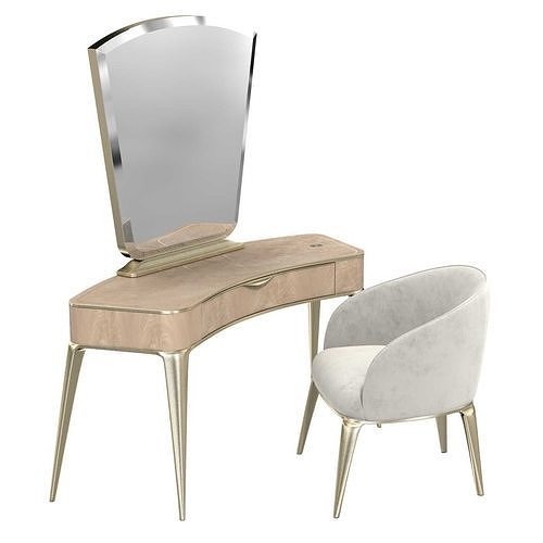 Michael Amini AICO MALIBU CREST Vanity Desk Mirror and Chair 3D model ...