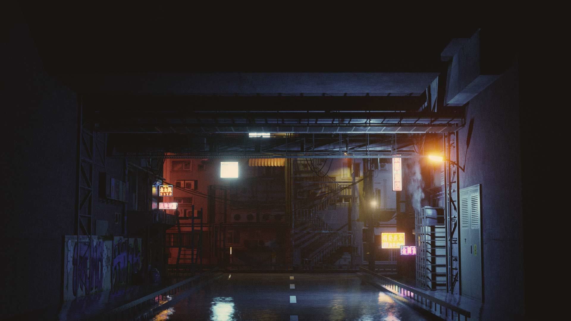 Cyberpunk City Bridge Scene 3D model | CGTrader