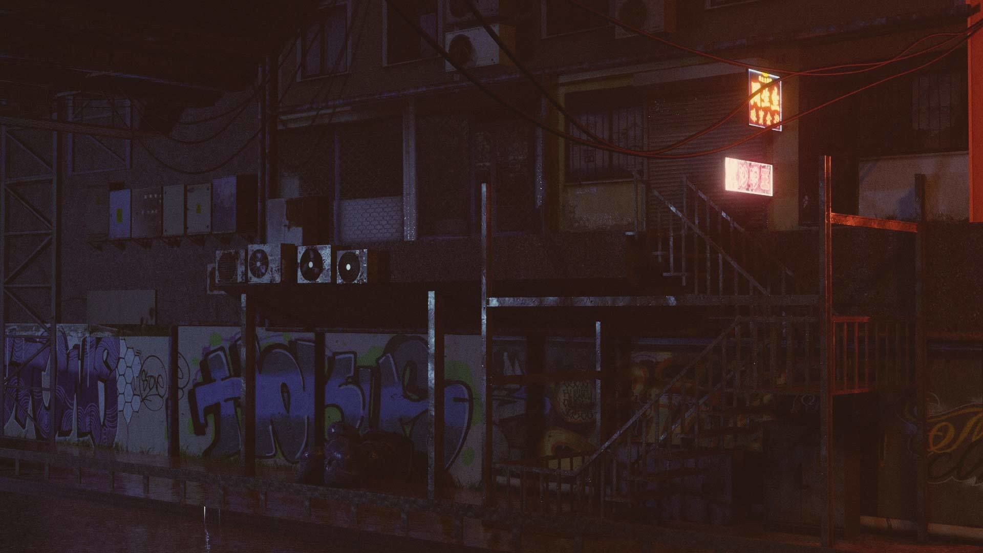 Cyberpunk City Bridge Scene 3D model | CGTrader