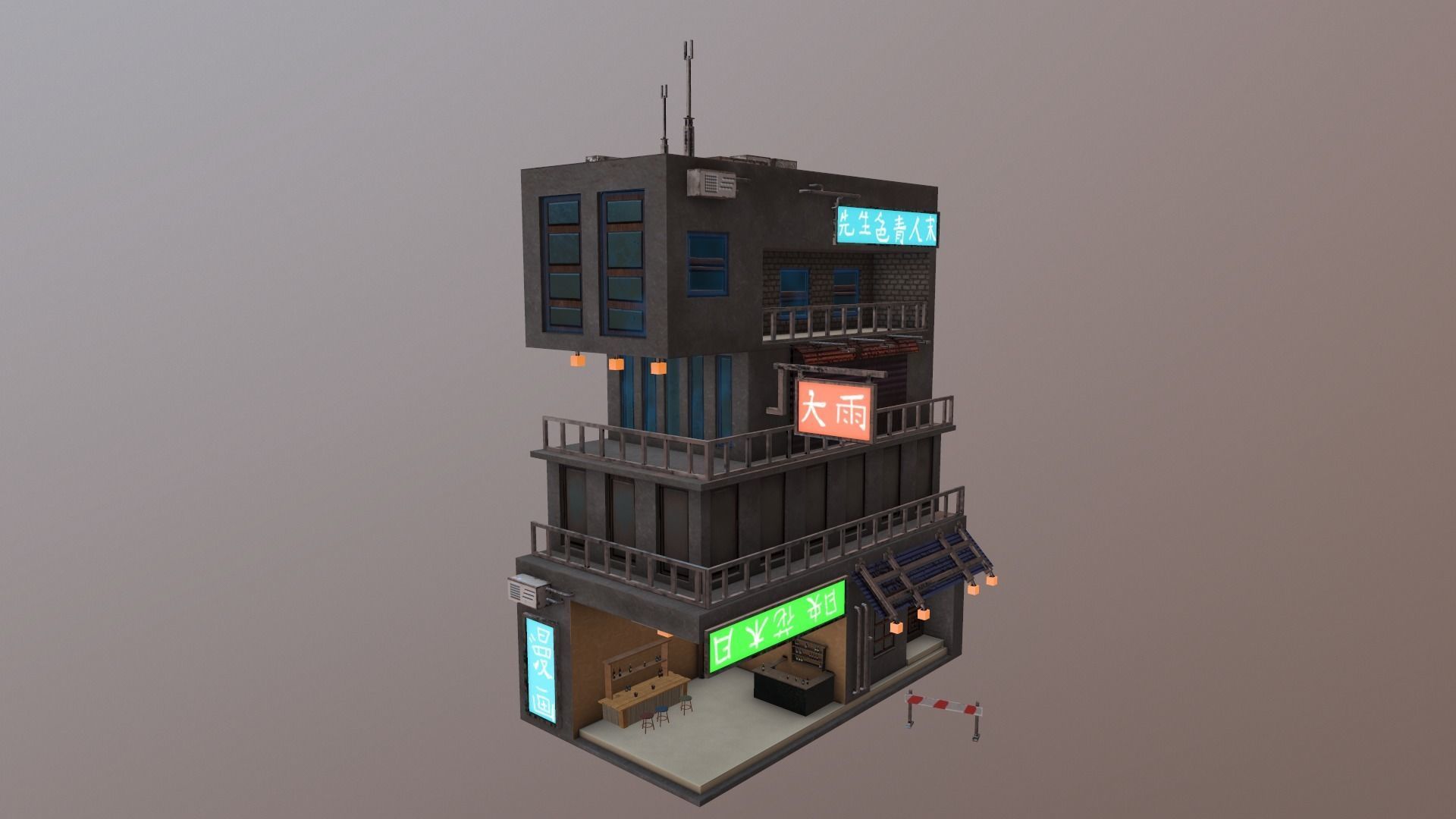 3D model Cyberpunk Building 4 VR / AR / low-poly | CGTrader