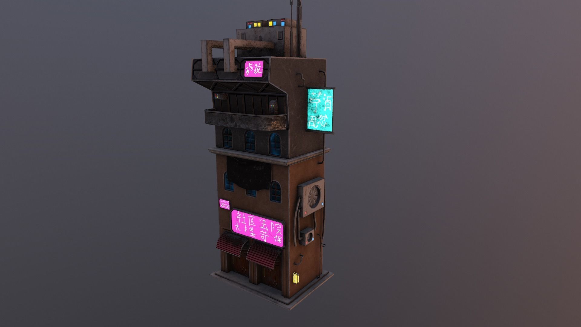 3D model Cyberpunk Building 8 VR / AR / low-poly | CGTrader
