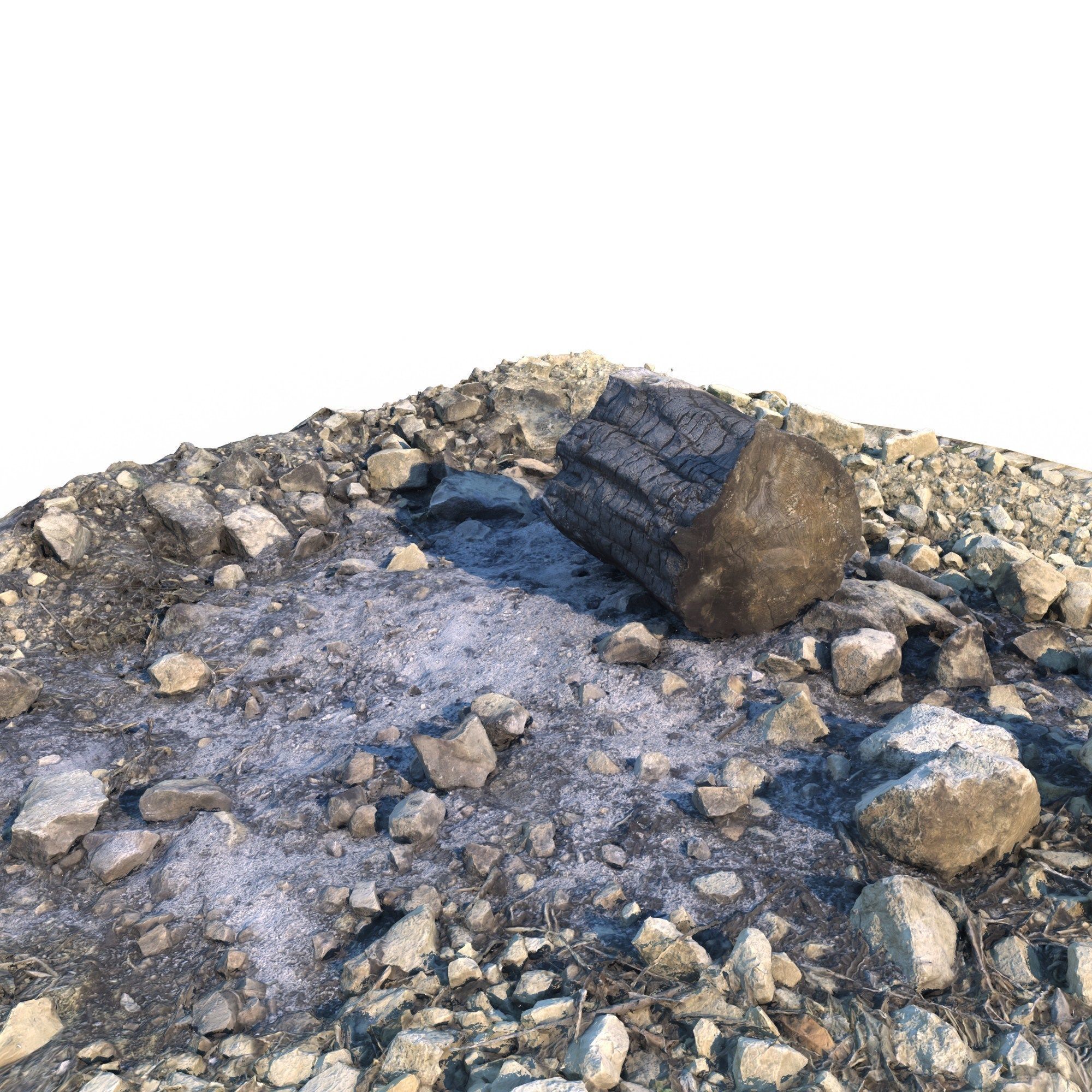 Fire pit with a burned stump A 3D model | CGTrader