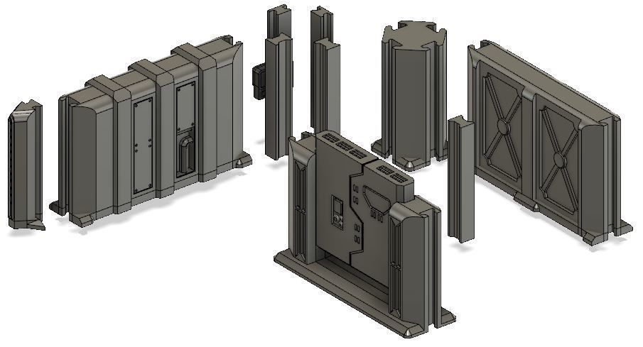 Modular Sci Fi Walls 3D model 3D printable | CGTrader