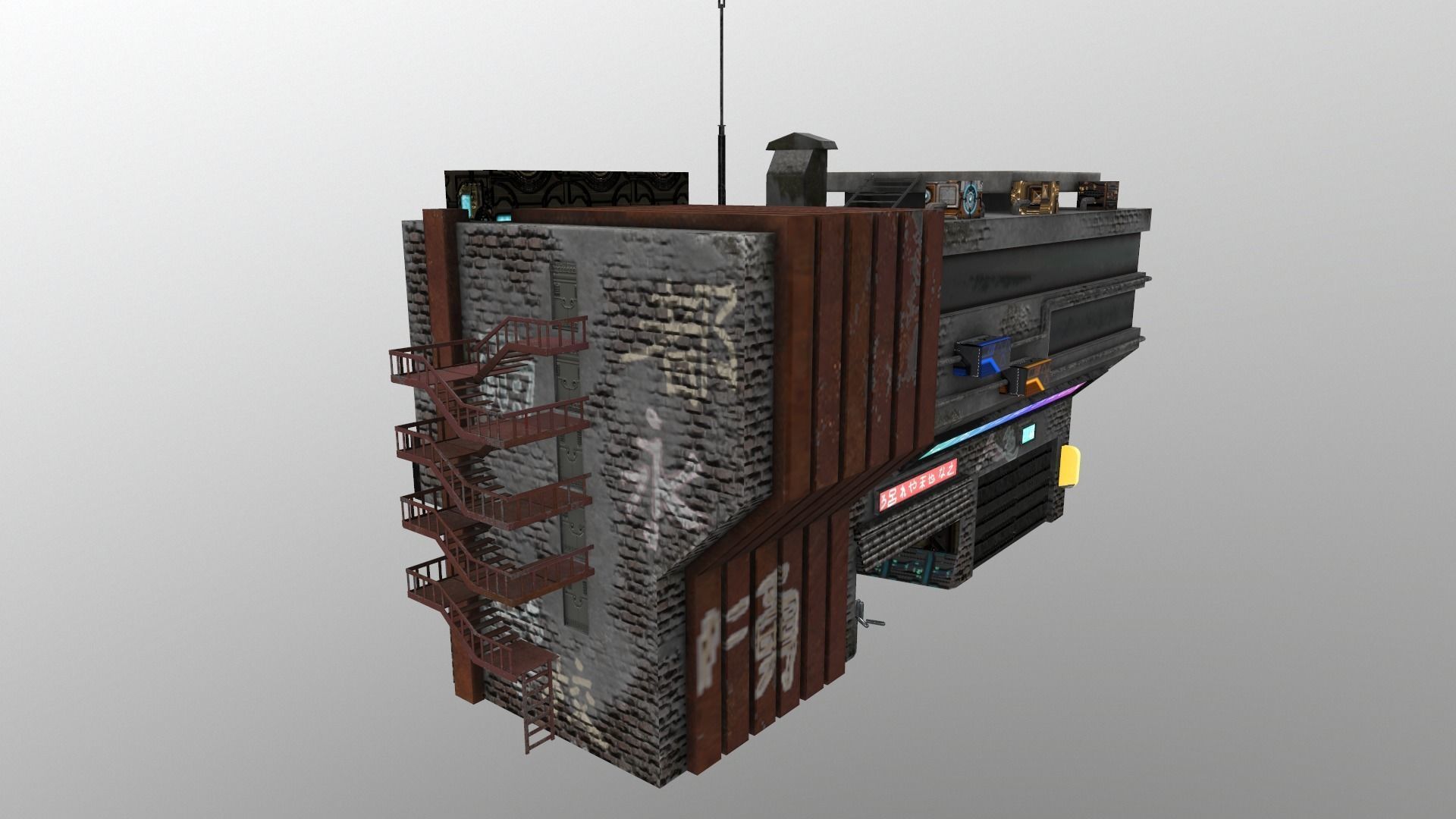 3D model Cyberpunk Building 12 VR / AR / low-poly | CGTrader