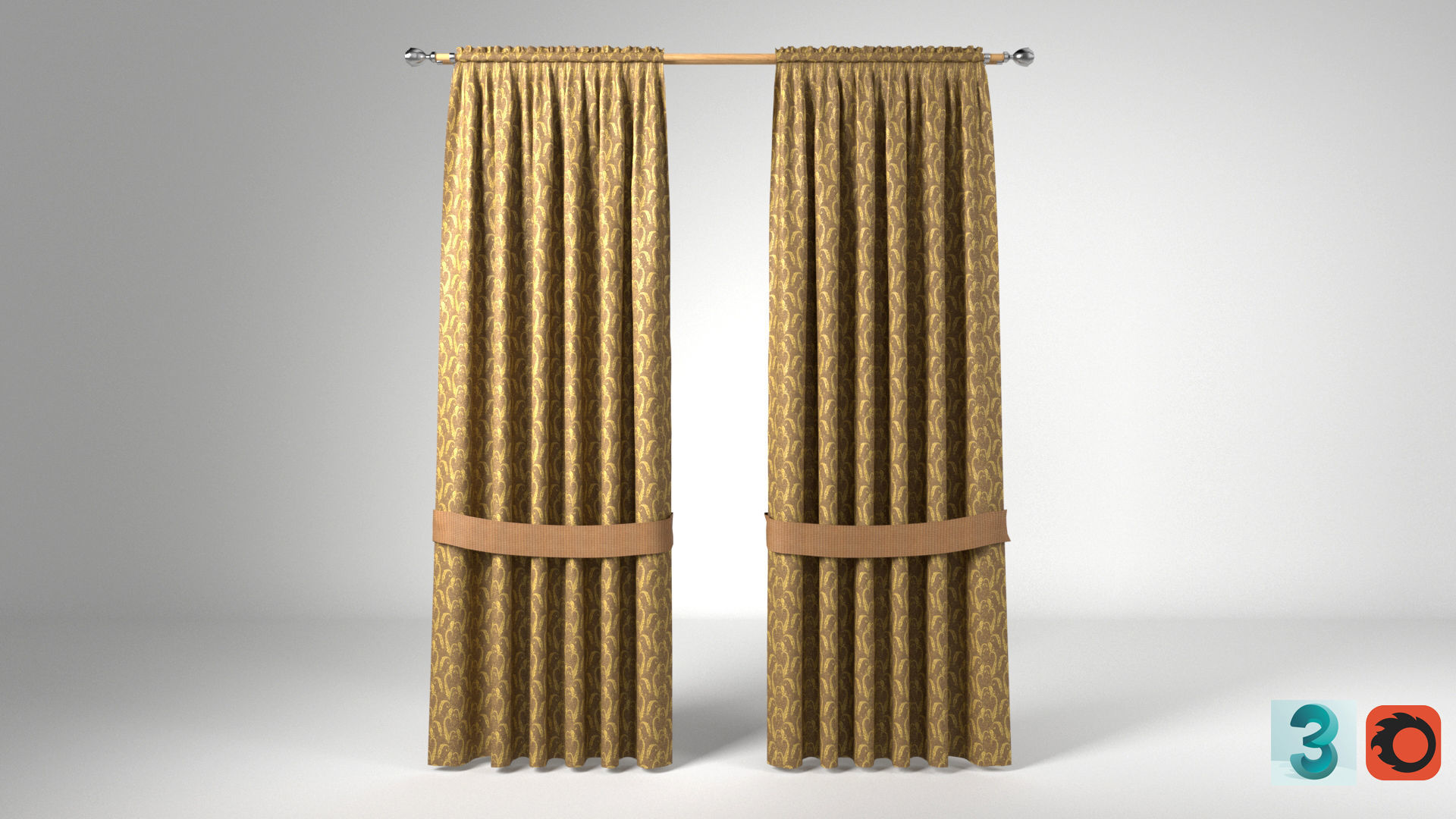 Animated curtains for architectural visualization 605 3D model animated ...