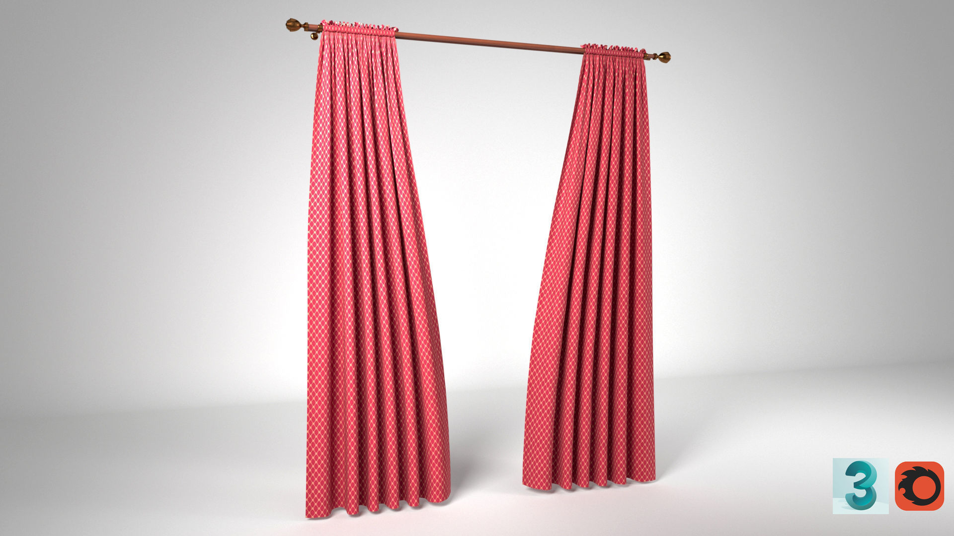 Animated curtains for architectural visualization 605 3D model animated ...