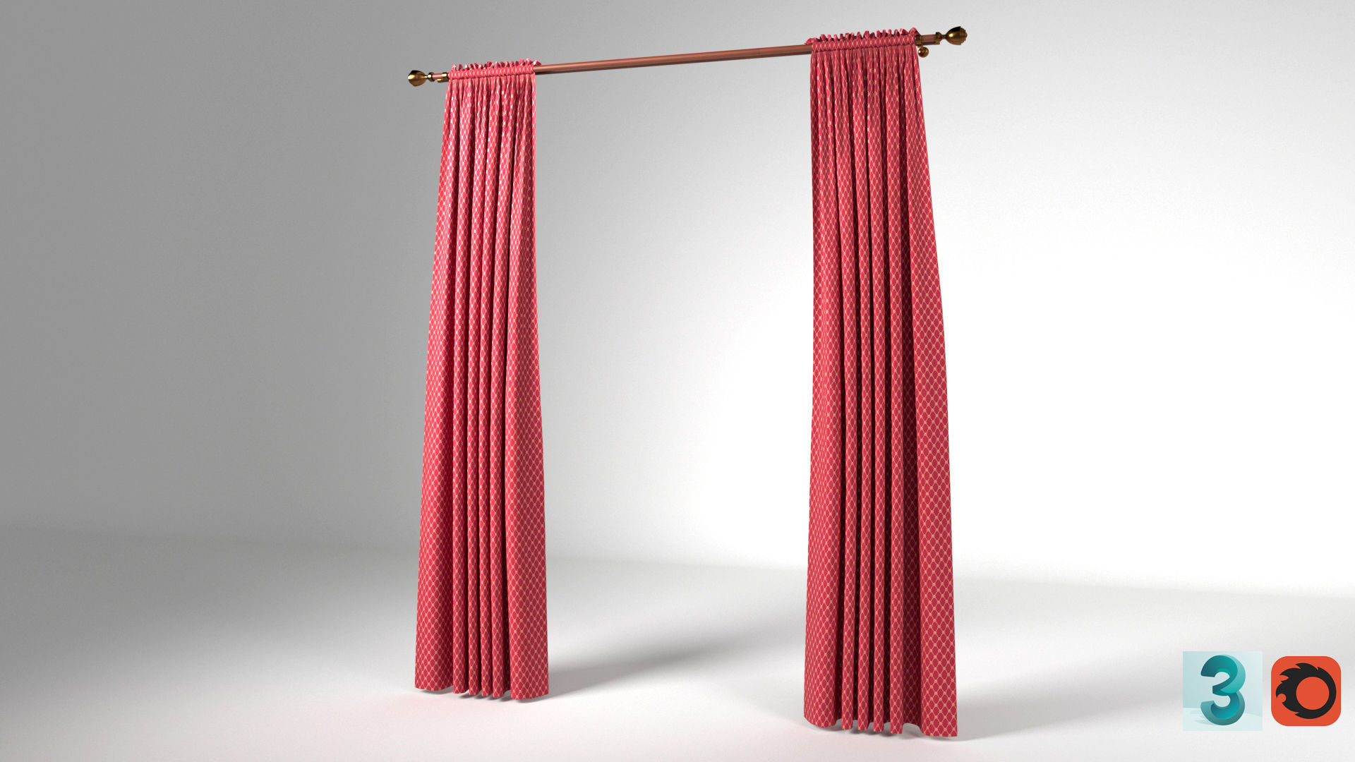 Animated curtains for architectural visualization 605 3D model animated ...