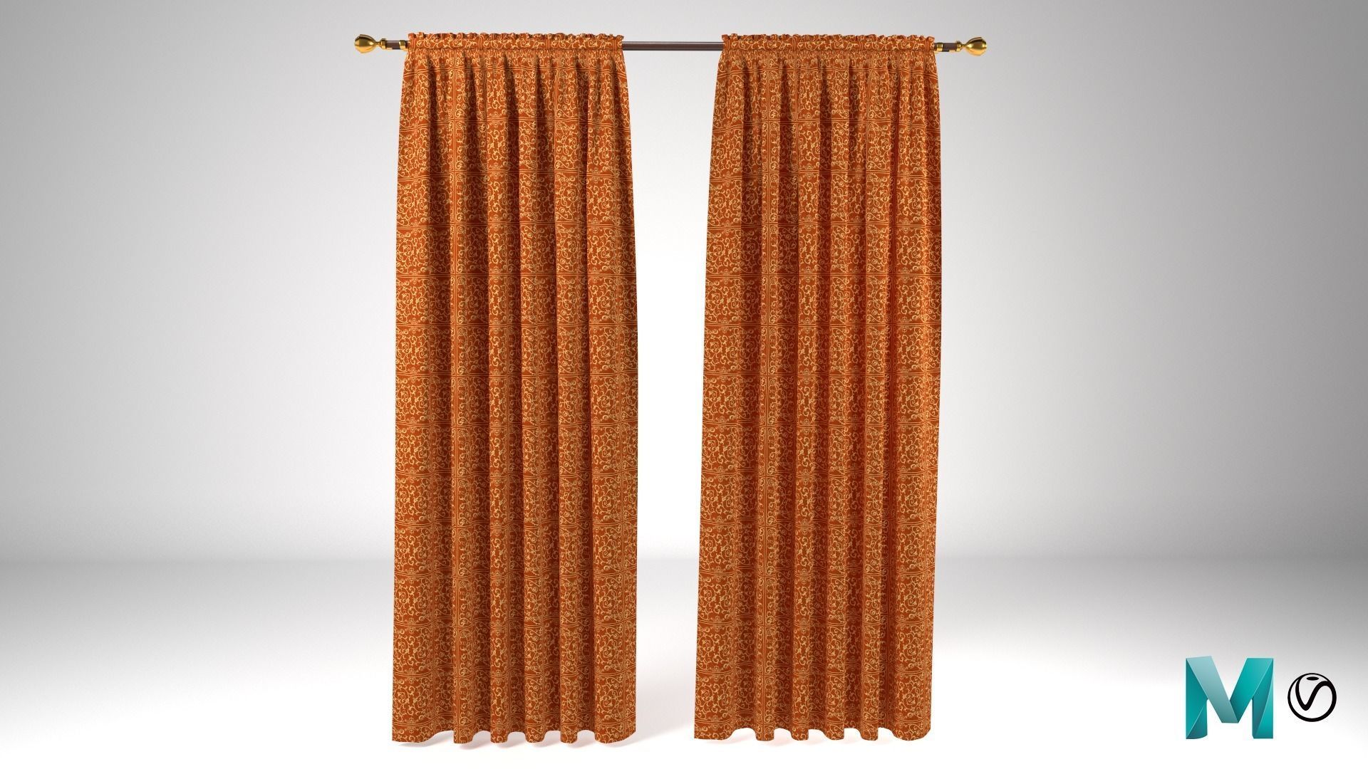 Animated curtains for architectural visualization 605 3D model animated ...