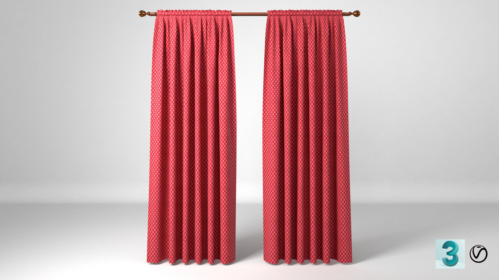 Animated curtains for architectural visualization 605 3D model animated ...