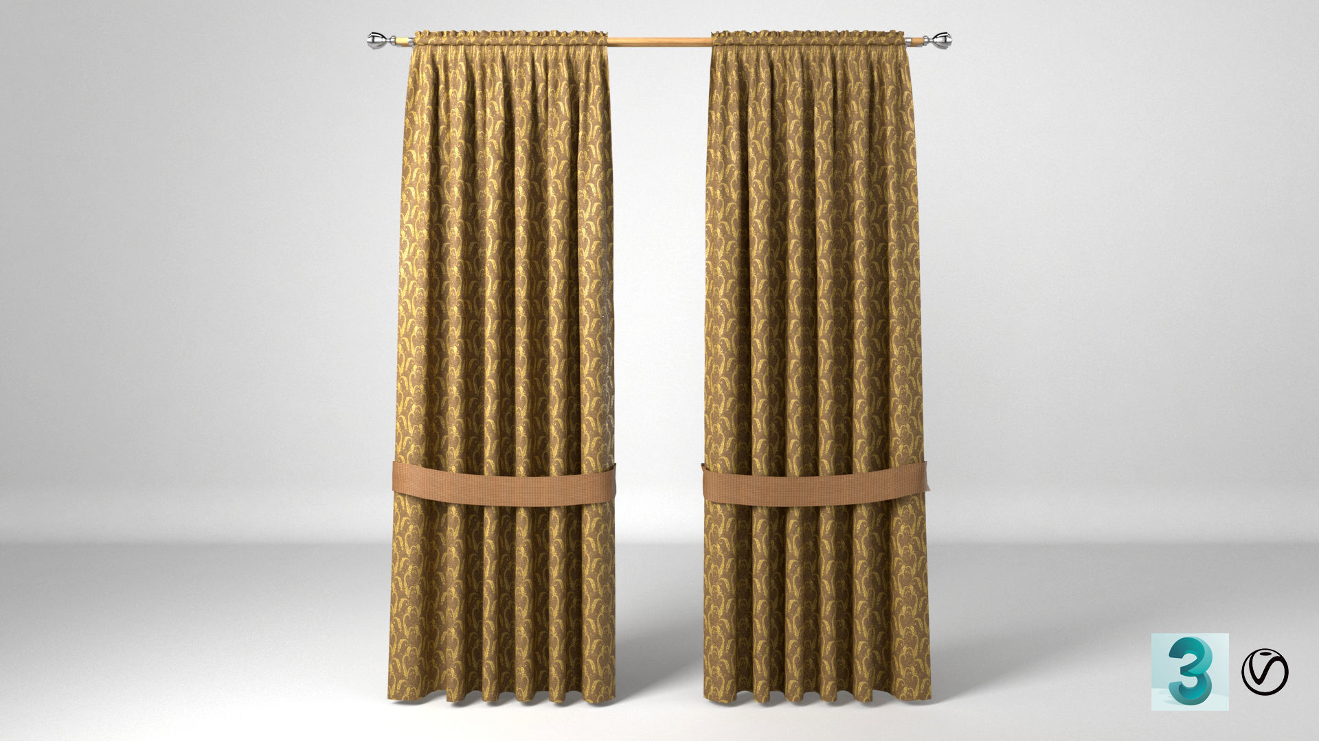 Animated curtains for architectural visualization 605 3D model animated ...