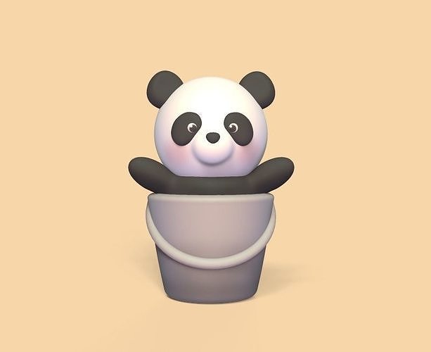 Panda Bucket 3D model 3D printable | CGTrader
