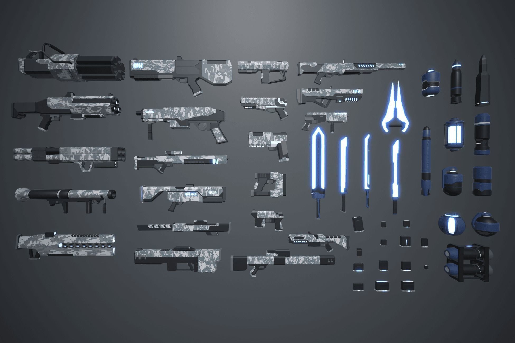 3D model LowPoly Sci Fi Guns Pack VR / AR / low-poly | CGTrader