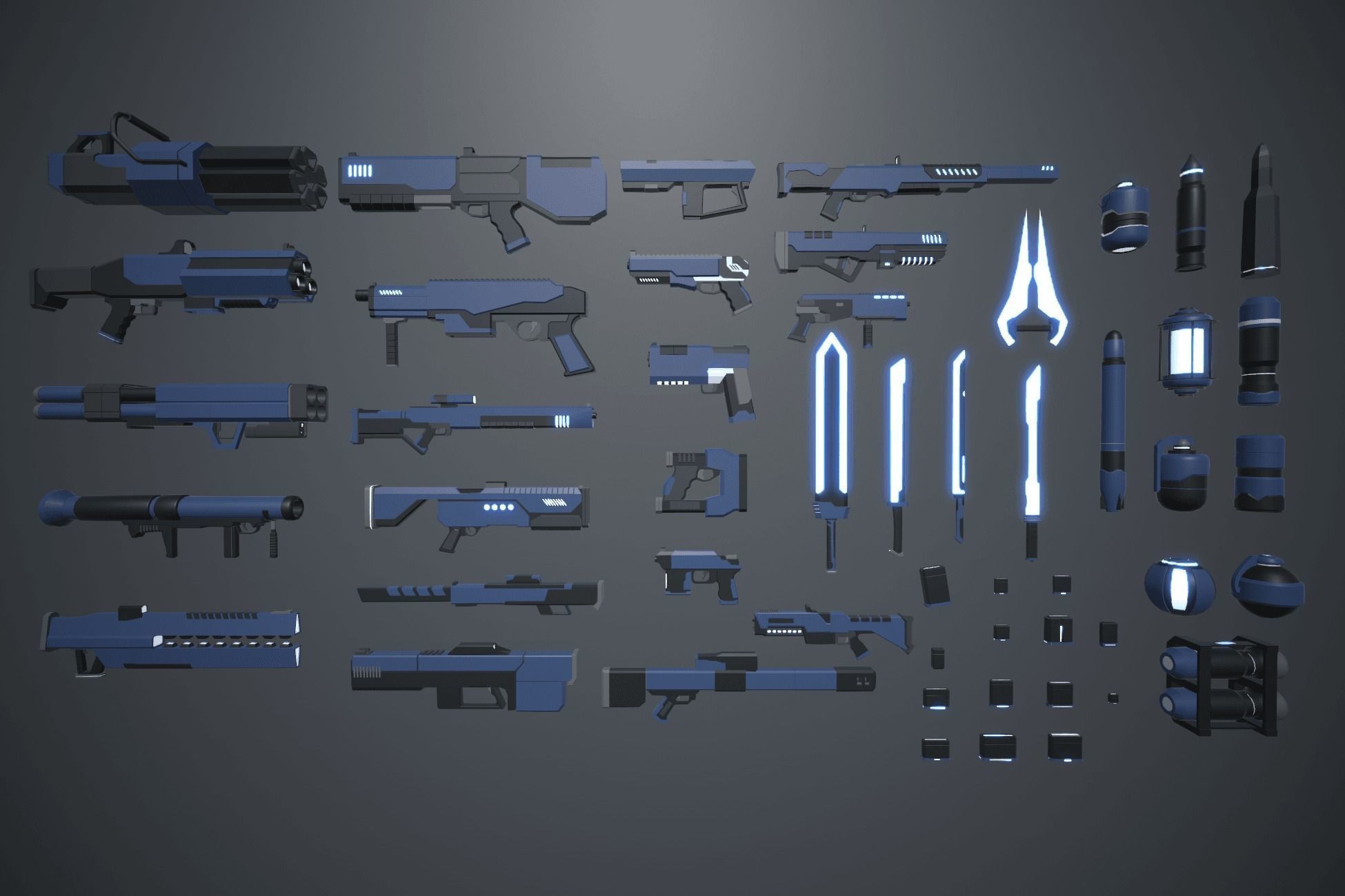 3D model LowPoly Sci Fi Guns Pack VR / AR / low-poly | CGTrader