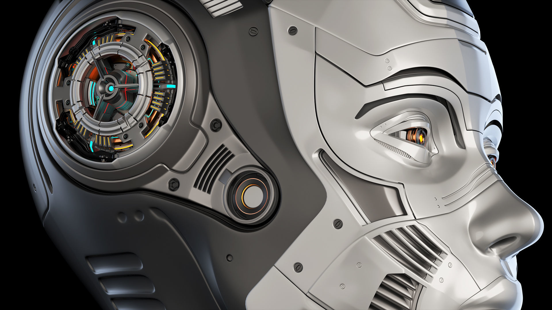Female Robot Head 3D model | CGTrader