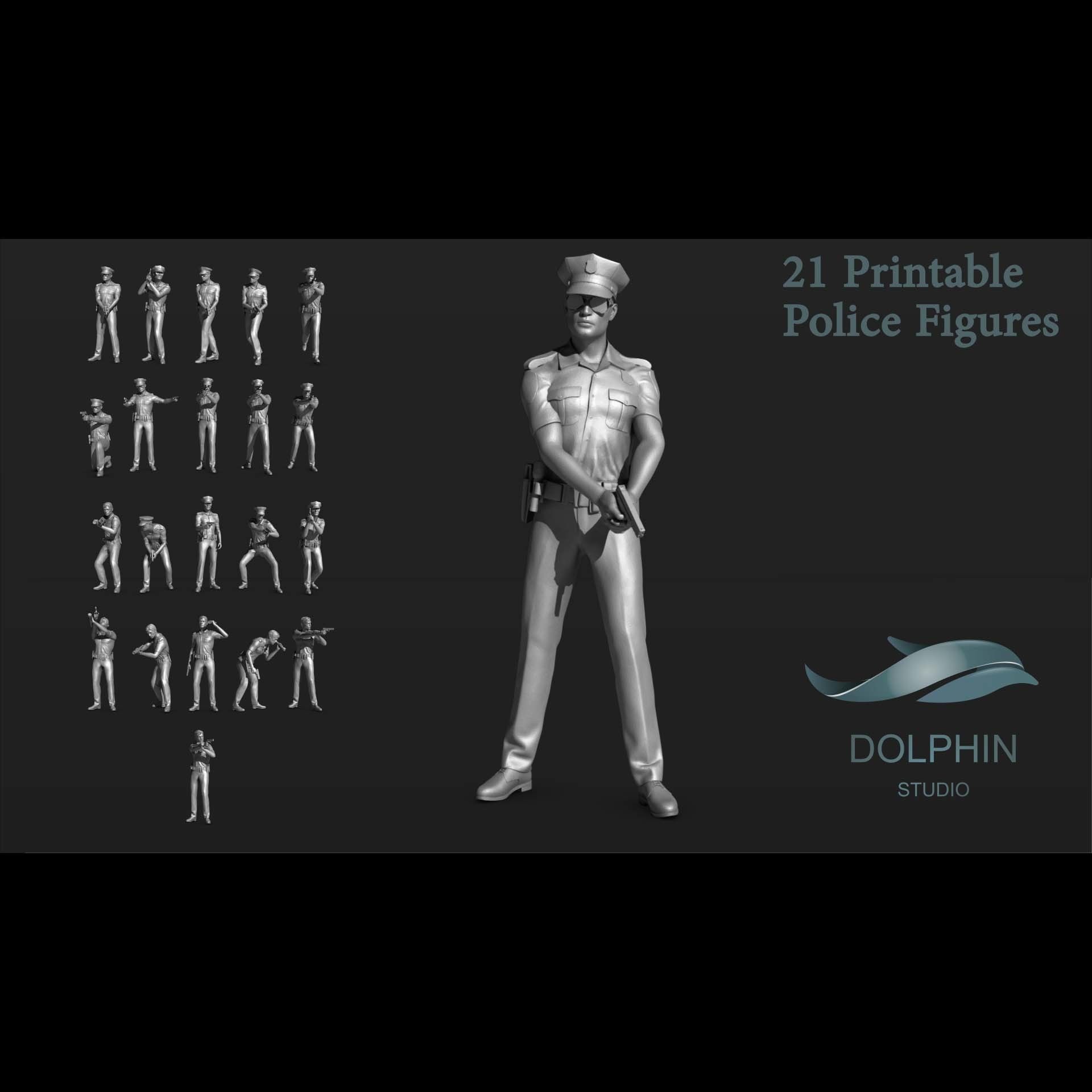 21 Police figures Set 01 3D model 3D printable | CGTrader