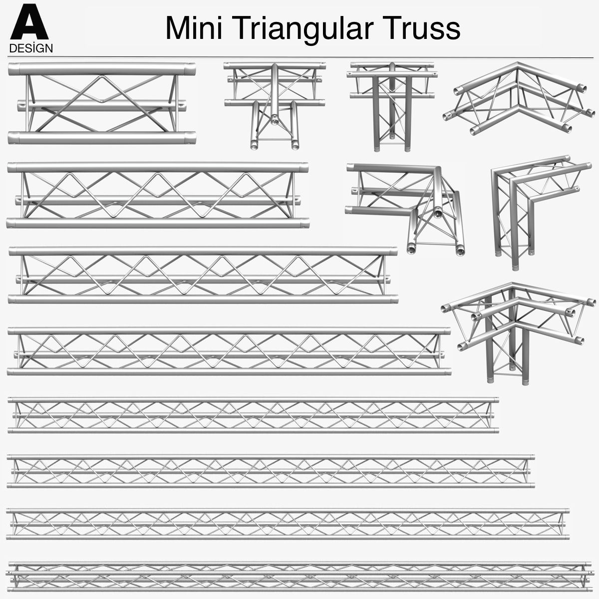 Trusses Square Triangular Beam Bundle Collection 129 PCS Modular 3D ...