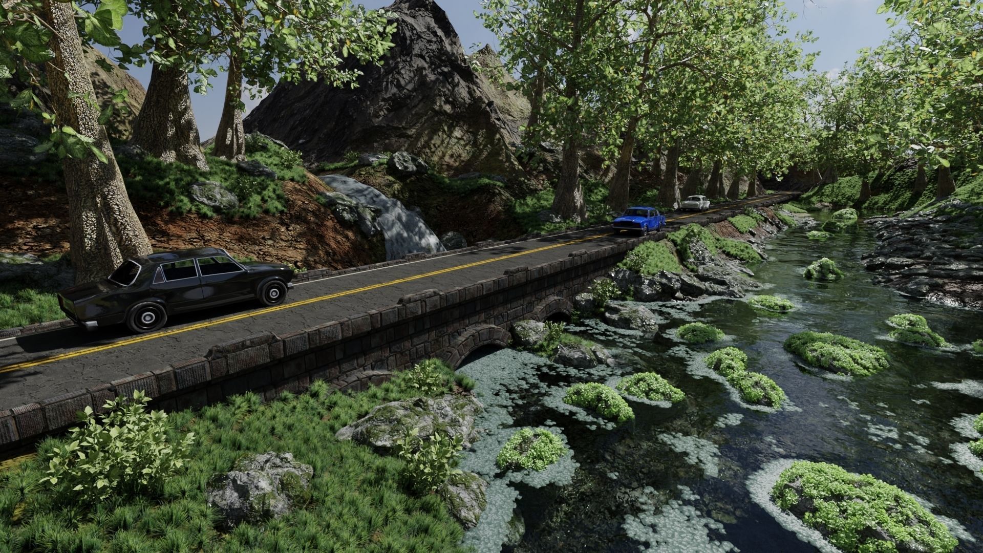 Waterfall Bridge Scene 3D model | CGTrader