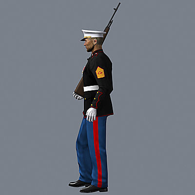 3D model USMC soldier dress uniform with M14 rifle VR / AR / low-poly ...