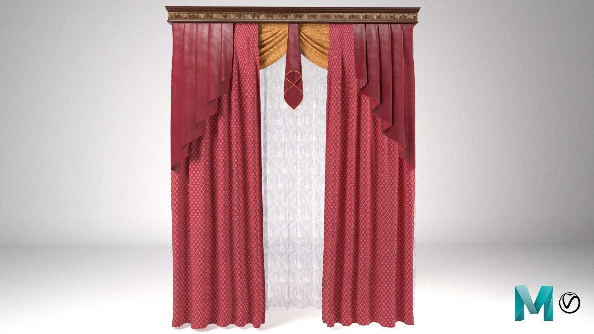 Animated curtains for architectural visualization 602 3D model animated ...