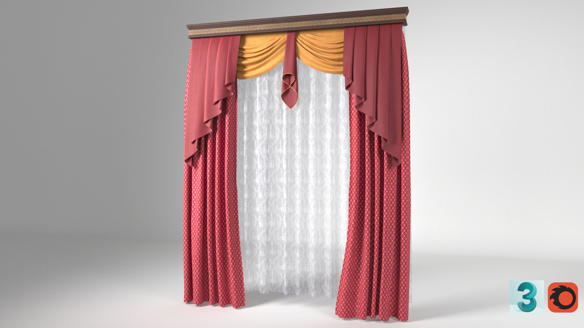 Animated curtains for architectural visualization 602 3D model animated ...